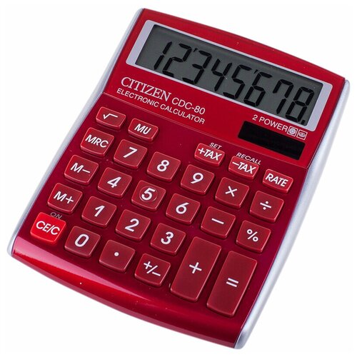 Калькулятор бухгалтерский CITIZEN CDC-80, красный