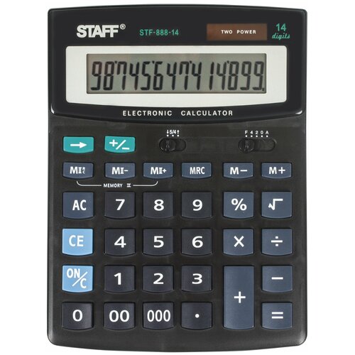 Калькулятор бухгалтерский STAFF STF-888-14, черный, 3 шт.