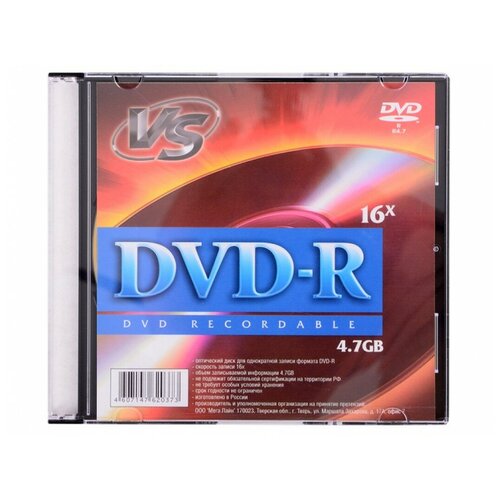 Носители информации DVD-R, 16x, VS, Slim/5, VSDVDRSL501