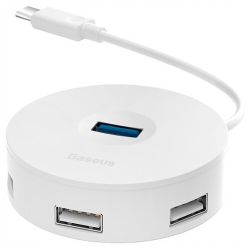 USB-концентратор  Baseus round box Type-C HUB (CAHUB-G), разъемов: 4, 25 см, белый