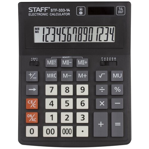 Калькулятор бухгалтерский STAFF STF-333-14, черный, 2 шт.