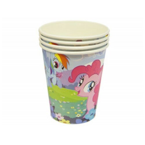 Веселая затея Набор стаканов одноразовых My Little Pony, 250 мл, 8 шт., голубой/розовый