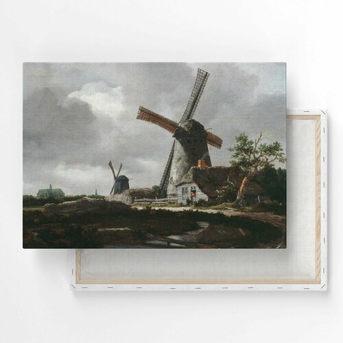 Картина на холсте, репродукция / Якоб ван Рёйсдал - Landscape with Windmills / Размер 40 x 53 см