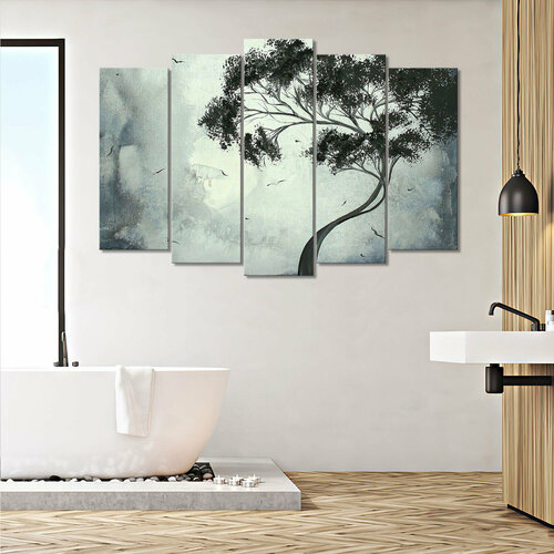 Модульная картина/Модульная картина на холсте/Модульная картина в подарок/дерево на обрыве-a tree on a cliff 150х100