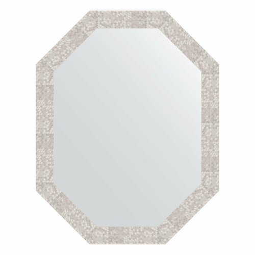 Зеркало настенное Polygon EVOFORM в багетной раме соты алюминий, 72х92 см, для гостиной, прихожей, кабинета, спальни и ванной комнаты, BY 7100