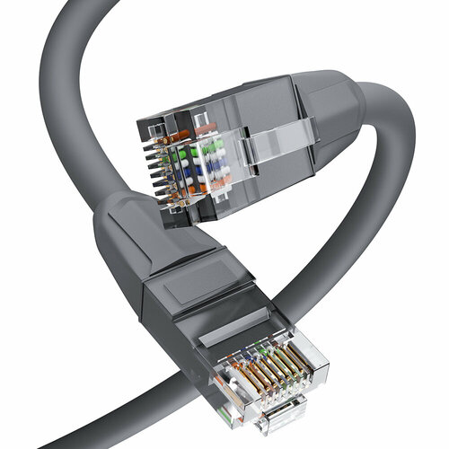 Патч корд литой 3 метра КАТ.6 UTP малодымный Lan кабель для интернета GCR 10 Гбит/с серый
