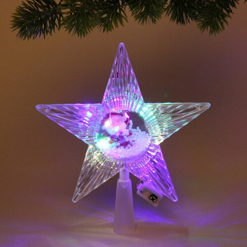Фигура светодиодная звезда для ёлки «Дед Мороз» 10 ламп LED, 18 см, 3 реж, Мультицвет (батарейки SR927W 3 шт)