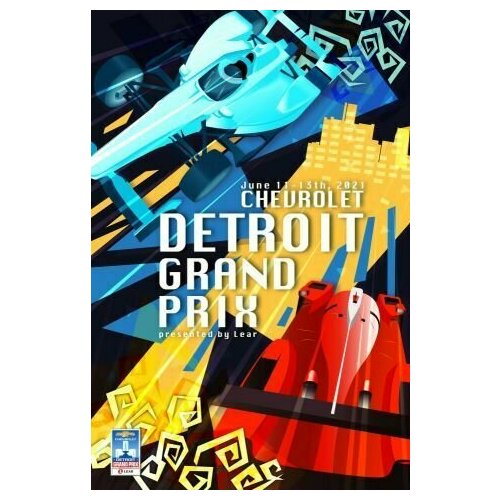 Плакат, постер на бумаге Grand Prix-Detroit-Гран При-Детройт. Размер 42 х 60 см