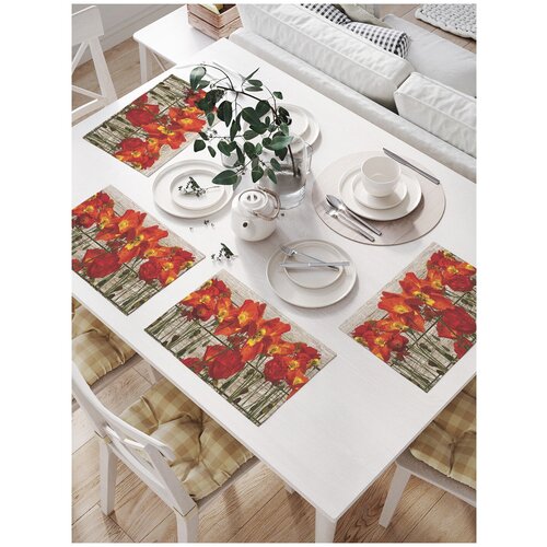 Комплект салфеток JoyArty "Цветущие тюльпаны" для сервировки стола (32х46 см, 4 шт.)