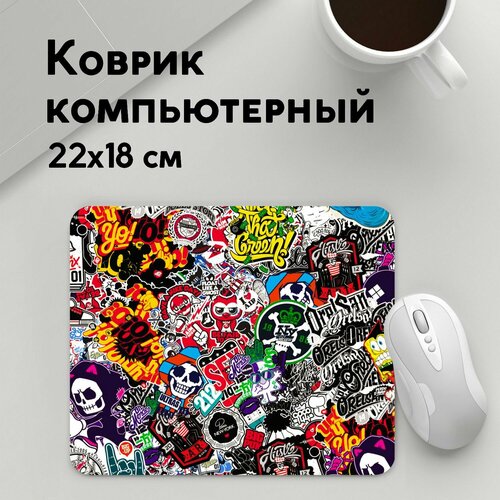 Коврик для мышки прямоугольный 220x180x3мм / Популярные иллюстрации / sticker bombing Stickerbombing New York