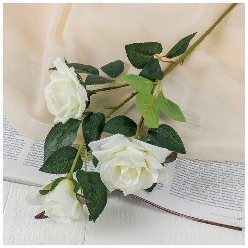 Цветы искусственные "Роза Фиона" три бутона 8*70 см белая