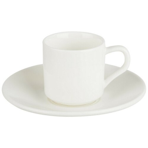 Кофейная пара Wilmax белая, фарфор, чашка 90 мл, блюдце WL-993007