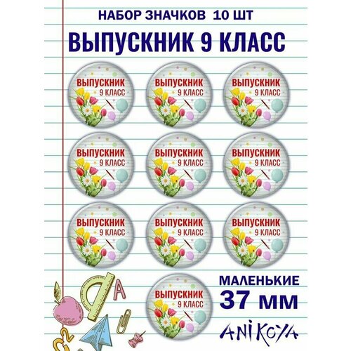 Значки набор Выпускник 9 класс, для Выпускника мерч