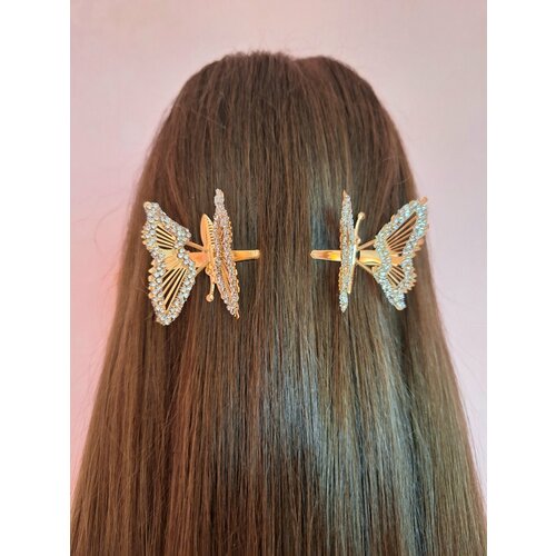 "Порхающая золотистая Бабочка" - заколка для волос от бренда Fashion Jewelry(2шт)