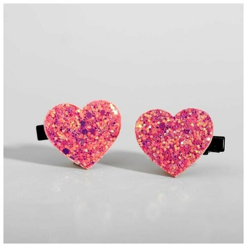 Winx, набор зажимов с розовыми блестками, сердца, 2 шт, 7,5 см х 11 см