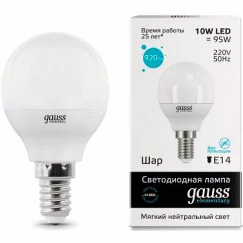 Светодиодная лампа Gauss LED Elementary Globe 10W E14 4100K (упаковка 10 шт)