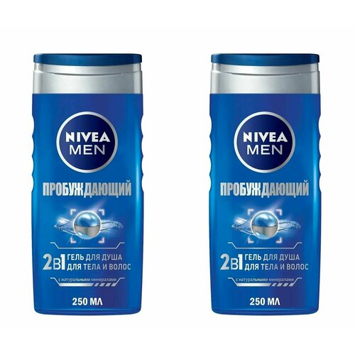 Гель для душа, Nivea Men, пробуждающий, 250 мл, 2 шт