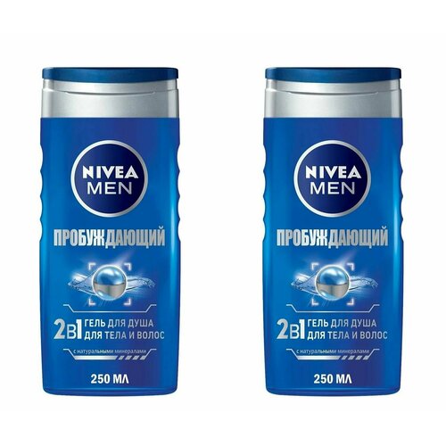 Гель для душа, Nivea Men, пробуждающий, 250 мл, 2 шт