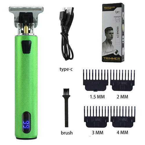 Электрическая машинка для стрижки волос T9 с ЖК-дисплеем, цвет зеленый