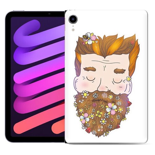 Чехол задняя-панель-накладка-бампер MyPads мужчина с цветами в бороде для Apple iPad mini 6 2021 противоударный