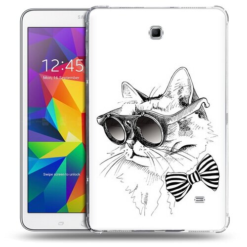 Чехол задняя-панель-накладка-бампер MyPads крутая кошка в очках для Samsung Galaxy Tab 4 8.0 SM-T330/T331/T335 противоударный
