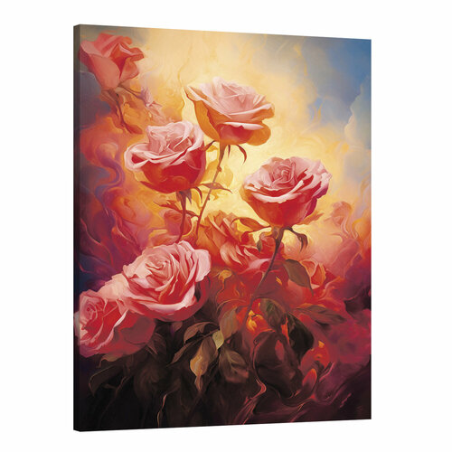 Интерьерная картина 50х70 "Розы в огне"