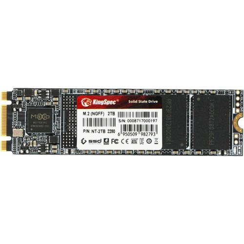 Накопитель SSD M.2 2280 KINGSPEC NT-2TB 2TB SATA 6Gb/s 3D TLC 580/550MB/s IOPS 76K/96K MTBF 1M 960 TBW