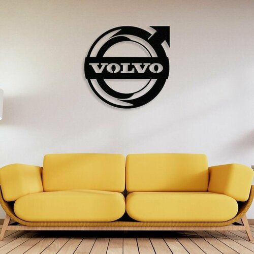 Декоративное панно деревянное, Логотип VOLVO (черный цвет)