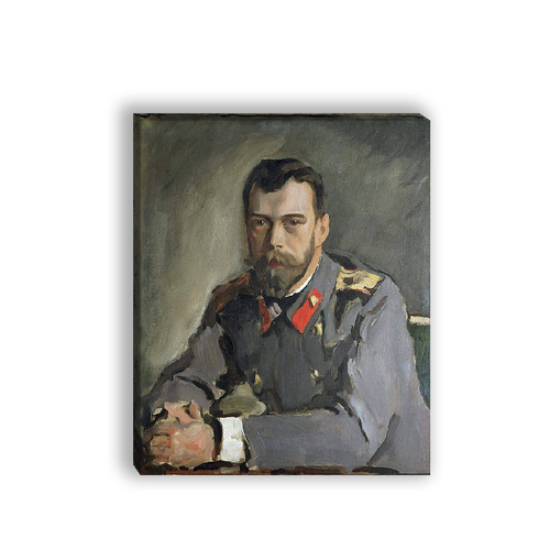Картина для интерьера "Портрет императора Николая II", художник Серов Валентин Александрович, печать на холсте (30х37 см / на подрамнике)