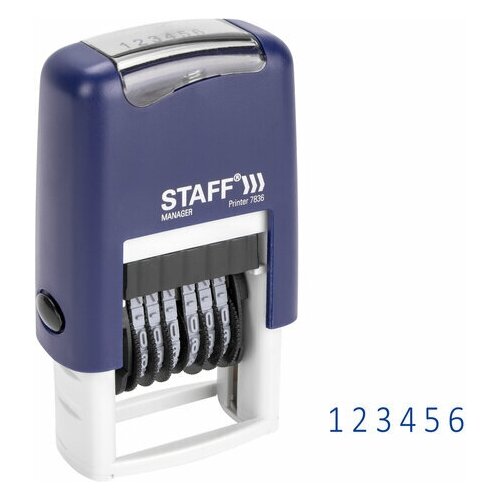 Нумератор 6-разрядный STAFF оттиск 22х4 мм "Printer 7836", 2 шт