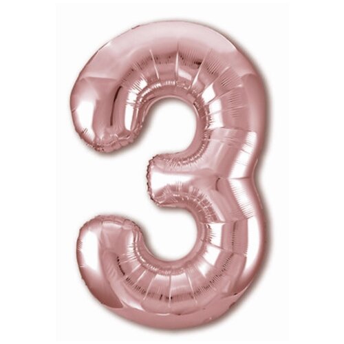 Воздушный шар Leti Slim цифра 3, розовое золото