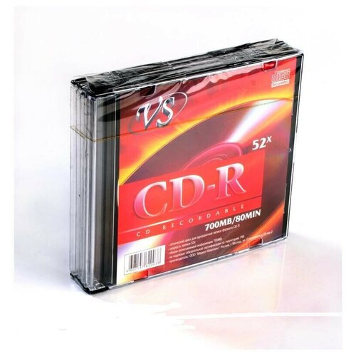 VS Диск для записи Носители информации CD-R, 52x, VS, Slim/5 шт.
