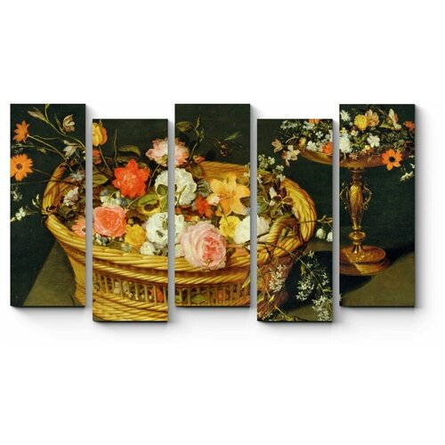 Модульная картина Корзинка с розами140x81