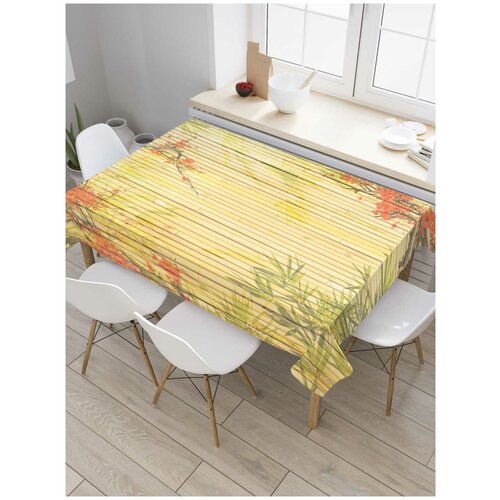 Скатерть прямоугольная JoyArty на кухонный стол "Рисунок на бамбуке" из оксфорда, 180x145 см