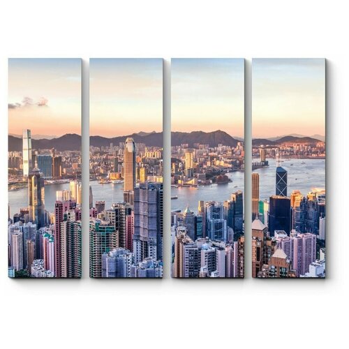 Модульная картина Закат над бухтой Виктория, Гонконг110x83