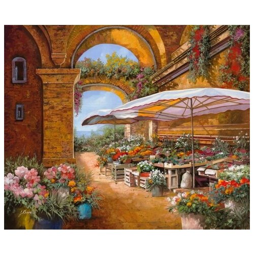 Репродукция на холсте Цветочный рынок №8 Борелли Гвидо 36см. x 30см.