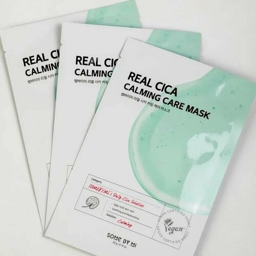 Some By Mi Набор из 5 Успокаивающих тканевых масок с экстрактом центеллы азиаткой/Some By Mi Real Cica Calming Care Mask.
