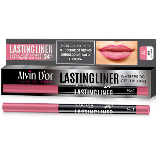 Alvin D'or Гелевый карандаш для губ автоматический Lasting Liner, 01 pink (розовый)