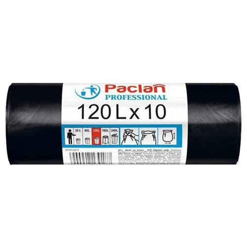 Мешки для мусора Paclan Professional 120 л, 10 шт., черный