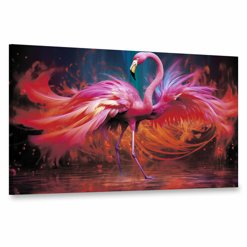 Интерьерная картина 100х60 "Поющие перья фламинго"