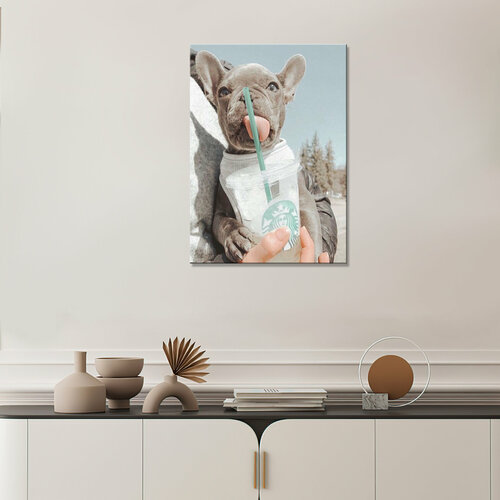 Интерьерная картина на холсте - Собачка с языком 30х40