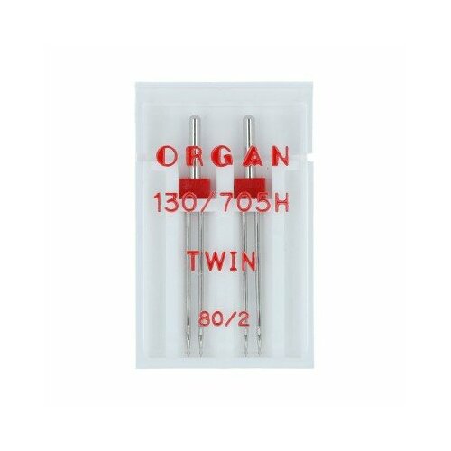 Иглы для швейной машины ORGAN 80/2, 2 шт, в пенале, двойные