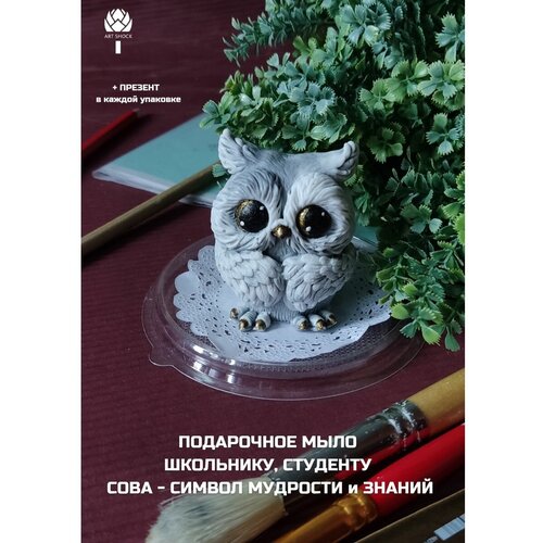Подарочное мыло ручной работы Сова/ Подарок школьнику на 1 Сентября/ Последний звонок/Выпускной