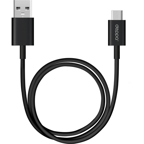 Дата-кабель USB A - USB Type-C, USB 3.0, 1.2м, черный, крафт, Deppa 72206-OZ