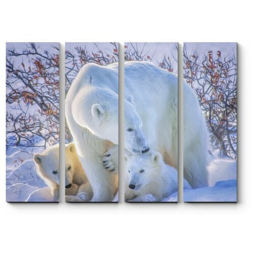 Модульная картина Семейная прогулка полярных медведей 70x53