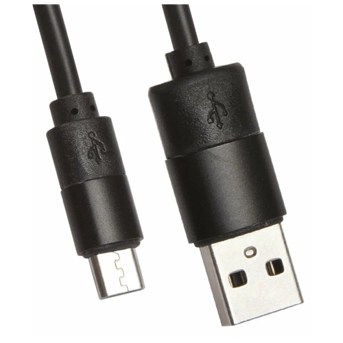 USB кабель "LP" Micro USB круглый soft touch металлические разъемы, черный