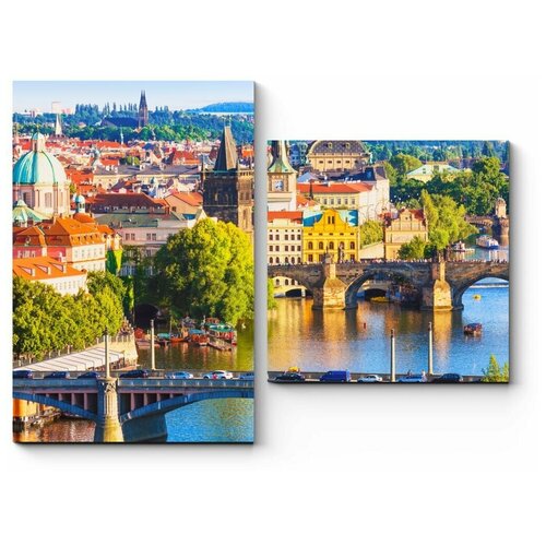 Модульная картина Старый город летним днем, Прага 160x120