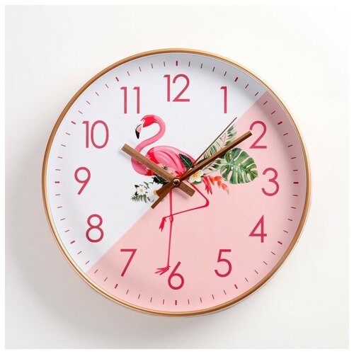 Часы настенные, серия: Интерьер, "Фламинго", плавный ход, d=30 см, АА 7802577