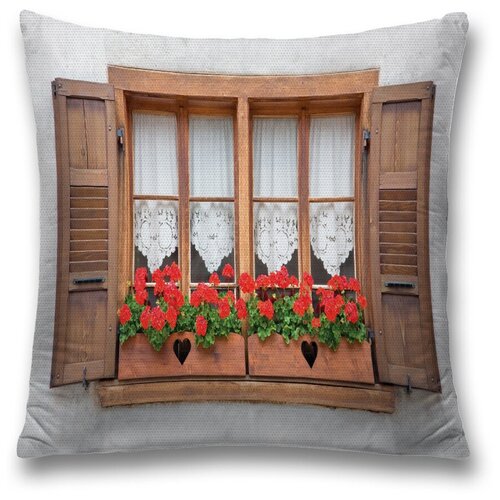 Наволочка декоративная на молнии, чехол на подушку JoyArty "Добрые окна" 45х45 см