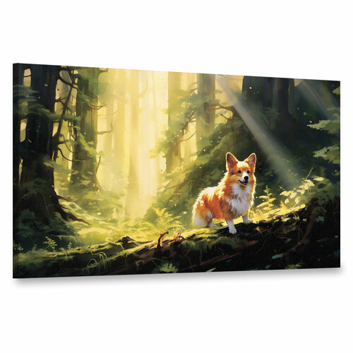 Интерьерная картина 100х60 "Сказочные корги: Волшебный лес"